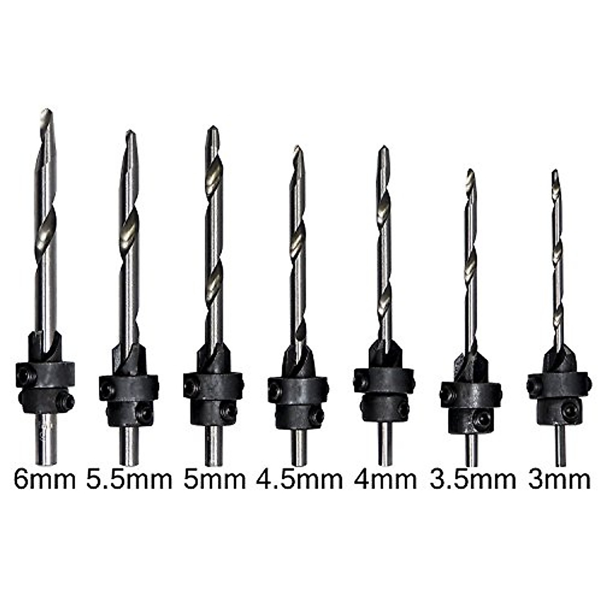 Bastex 7 Piece Countersink Drill Bit Set. Great Carpentry Reamer, Made for Woodworking. Screw Hole Cutter with Adjustable Depth
