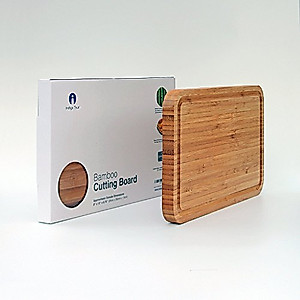 Bamboo Cutting Board with Juice Groove - Convenient Size 8”x13” | Extra Thick Board | Serving Tray | Food Plating - Kitchen Essentials for New Home