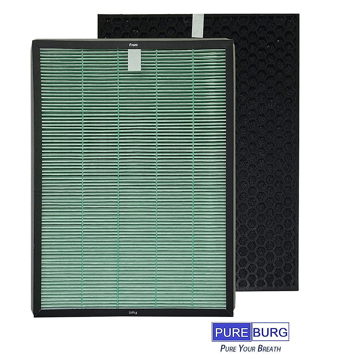 PUREBURG Replacement Filter Set Compatible with RabbitAir BioGS 2.0 Ultra Quiet Model SPA-550A & SPA-625A Air Purifiers,2-Pack H13 True HEPA + Activated Carbon Filter