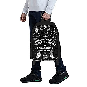 UIACOM Casual Vintage Skeleton Magic Ouija Board Sun Moon Backpack Big Capacity Multipurpose Bookbag Backpack - Spirit Witch Board Black Gothic Goth Occult, Boys Girls Gift, Travel Hiking Rucksack