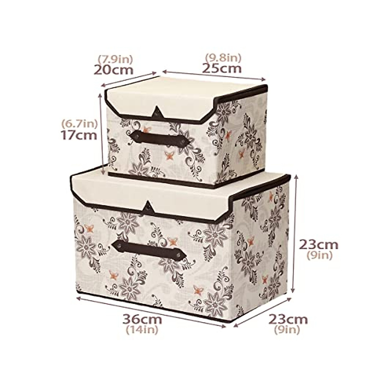 weallbuy Storage Boxes with Lids, 4 Foldable Storage Bins, Organizer Bins Set for Clothes Toys Books Cosmetics Sundries (Moring Glory)