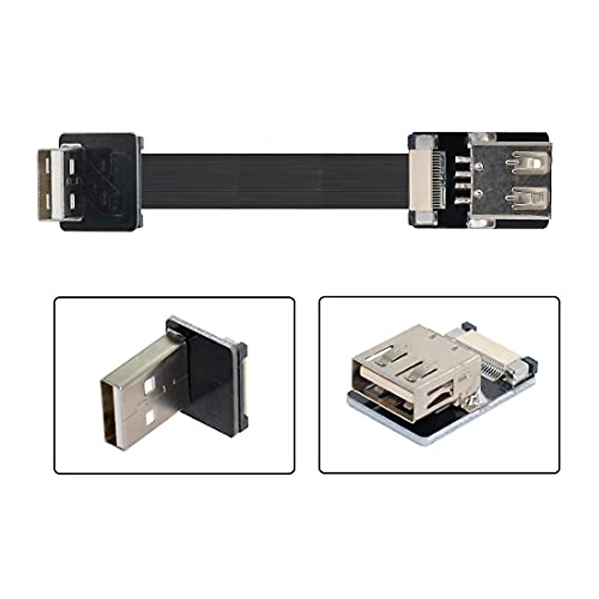 ChenYang CY Down Angled Flat Slim FPC USB 2.0 Type-A Male to Female Extension Data Cable for FPV & Disk & Scanner & Printer 20CM