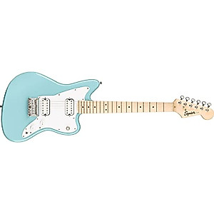 Squier Mini Jazzmaster Electric Guitar, Daphne Blue, Maple Fingerboard
