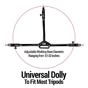 Vidpro PD-1 Professional Tripod Dolly - Heavy Duty with Adjustable Leg Mount with Locking Wheels and Carrying Case Compatible with Most Tripods Perfect for Cameras Camcorder and Lighting Equipment