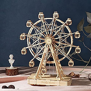 Rolife 3D Wooden Puzzle for Adults,Mechanical DIY Crafts Kits for Kids,Ferris Wheels Music Model Kits to Build,Brain Teaser Puzzles for Boys and Girls