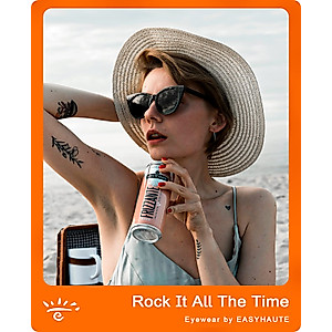 EASYHAUTE Cat Eye Sunglasses for Women, Premium Retro Sun Glasses Fashion Style with UV400 Protection, Trendy Frame (Grey/Purple Gradient Yellow)