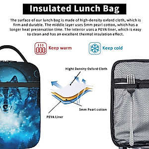3D Forest Wolf Lunch Box Insulated Food Container Meal Bag Lunch Bag For Teen Boys Girls Men Women School Work Travel Picnic