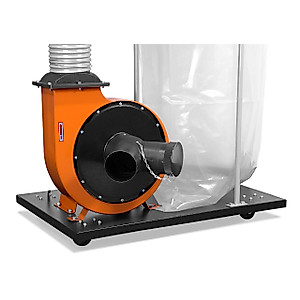 WEN DC1300 1,300 CFM 14-Amp 5-Micron Woodworking Dust Collector with 50-Gallon Collection Bag and Mobile Base , Black