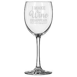 Artisan Owl I Make Wine Disappear What's Your Superpower? - Funny 12oz Stemmed Wine Glass