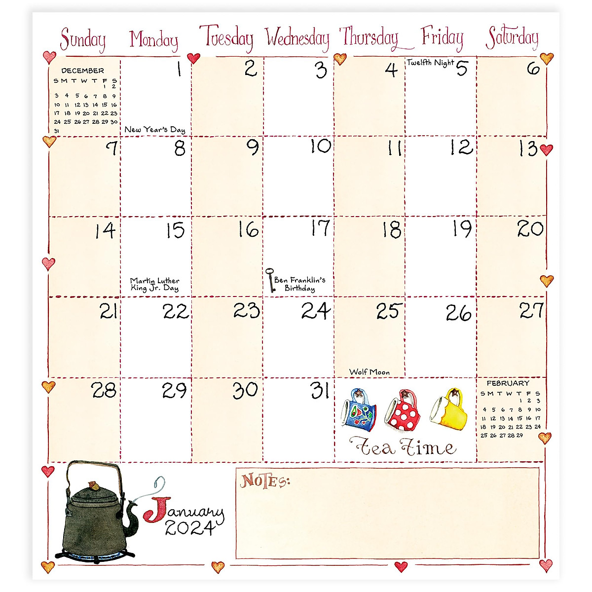 TF PUBLISHING 2024-2025 Susan Branch 2-Year Small Monthly Pocket Planner | 2-Page Large Calendar Grid and Lined Notes Section in Back | Monthly Day Planner for Purse | 3.5" x 6.5"