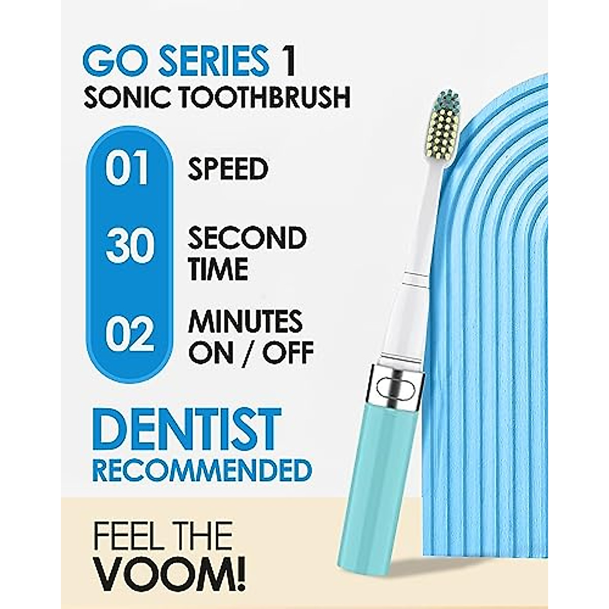 Voom Sonic Go 1 Series Travel Electric Toothbrush | Travel Toothbrushes - Battery Operated Toothbrush for Adults & Kids, Dentist Recommended Toothbrush, Portable w/ 2 Minute Timer