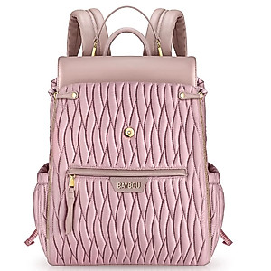 Baybou Diaper Bag Backpack Large Capacity, Waterproof, and Multifunctional Baby Essentials Travel Bag with Changing Pad and Stroller Straps, Blush Pink