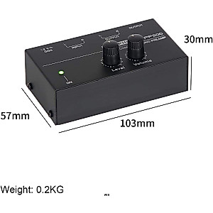 Phono Turntable Preamp-Mini Audio Stereo Phonograph，Separate DC 12V Power Adapter, RCA Input, RCA Output & Low Noise preamp,Portable, Independent Knob Control Operation -Depusheng PP500, Black