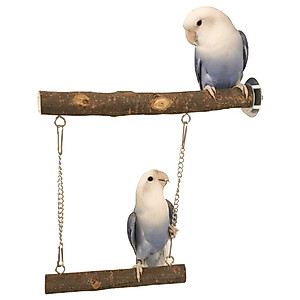 Bird Swing, Natural Wooden Parrot Cage Toys Bird Perch Stand for Parakeets Cockatoos Conures Lovebirds Bird Cage Accessories