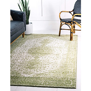 Unique Loom Bromley Collection Area Rug - Midnight (7' 10" x 11' Rectangle, Green/ Ivory)