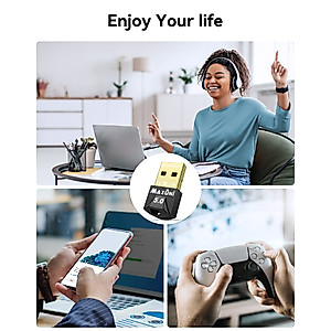 Maxuni USB Bluetooth Adapter for PC 5.0, Bluetooth Dongle 5.0 Adapter,for Laptop Keyboard Mouse Headsets Speakers, Long Range Bluetooth Supports Windows 11/10/8.1(Plug and Play)