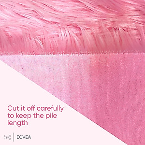EOVEA Shaggy Faux Fur Fabric by The Yard - 36" X 60" Inch - Long Pile Fur - Fake Fur Materials - Soft & Fluffy Craft Fabric Supplies for DIY Arts & Crafts, Apparel, Costume, Rug(Baby Pink, One Yard)