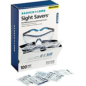 Lens Cleaning Wipes by Bausch & Lomb, Pre-Moistened Tissues, Anti-Fog, Anti-Static, Anti-Streaking, Cleans Glass and Plastic, 100 Count (Pack of 1)