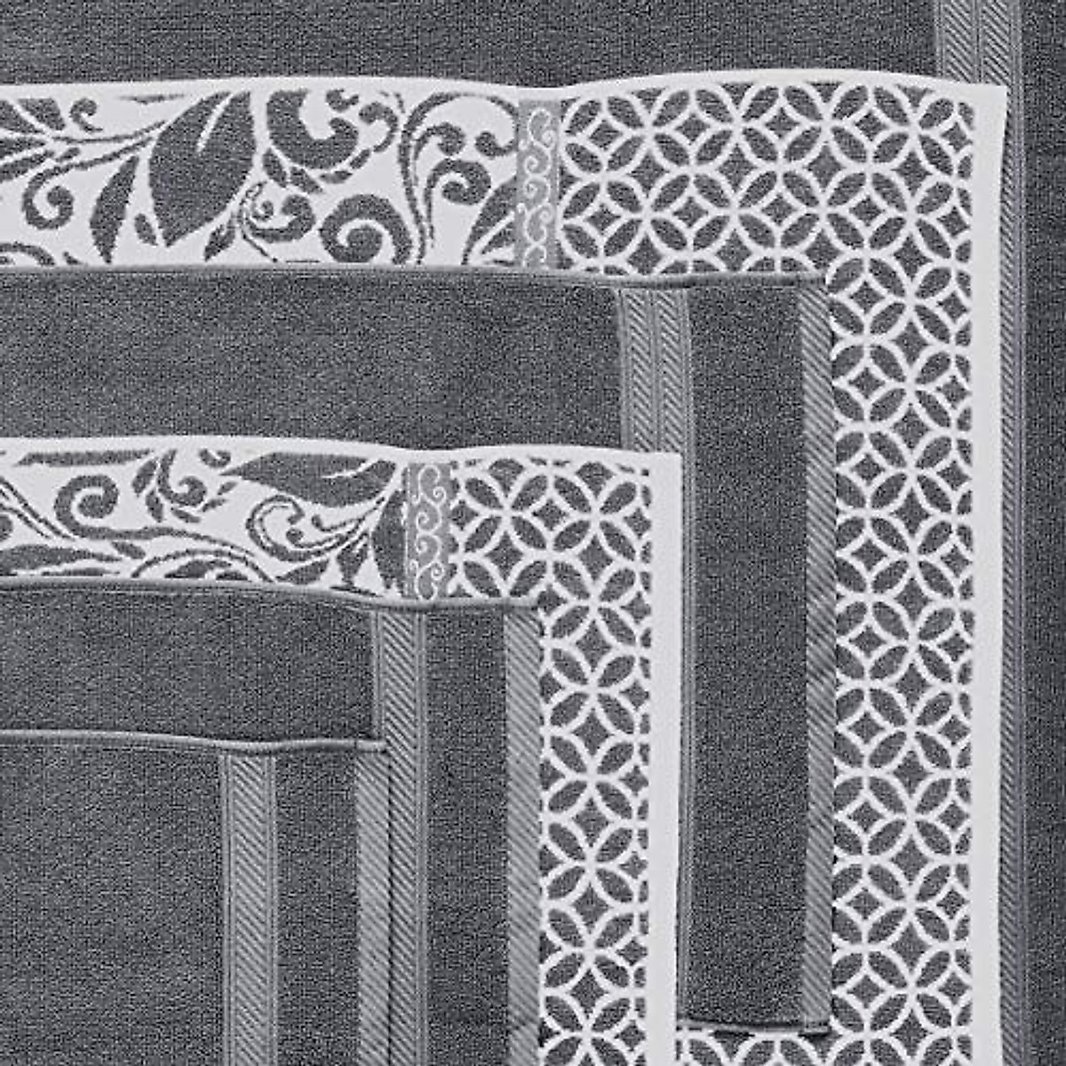 Modern Threads Trefoil Filigree 6-Piece Reversible Yarn Dyed Jacquard Towel Set - Bath Towels, Hand Towels, & Washcloths - Super Absorbent & Quick Dry - 100% Combed Cotton