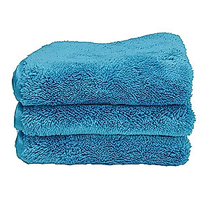 Eurow Double Density Microfiber Soft Fluffy Absorbent Shag Towels Scratchless Cleaning Drying Detailing 700GSM 12 X 16 Inches 3 Pack