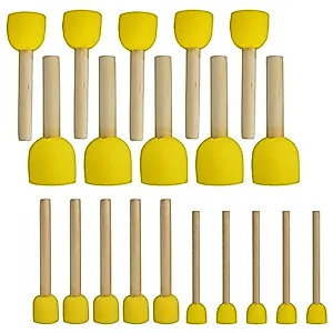 20 PCS Round Sponges Brush Set Kids Painting Tools - Pistha Sponge Painting Stippler Set DIY Painting Tools in 4 Sizes for Kids (Yellow)