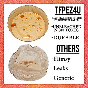 Air Fryer Disposable Paper Liner keep air fryer clean with air fryer inserts, superior food grade quality material unbleached non toxic non stick will not deform leak or affect food like other liners