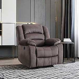 EBELLO Classic Power Recliner Chair, Oversized Electric Overstuffed Reclining Chair with Soft Cushion and Back, Sofa with Comfortable Armchair, Brown