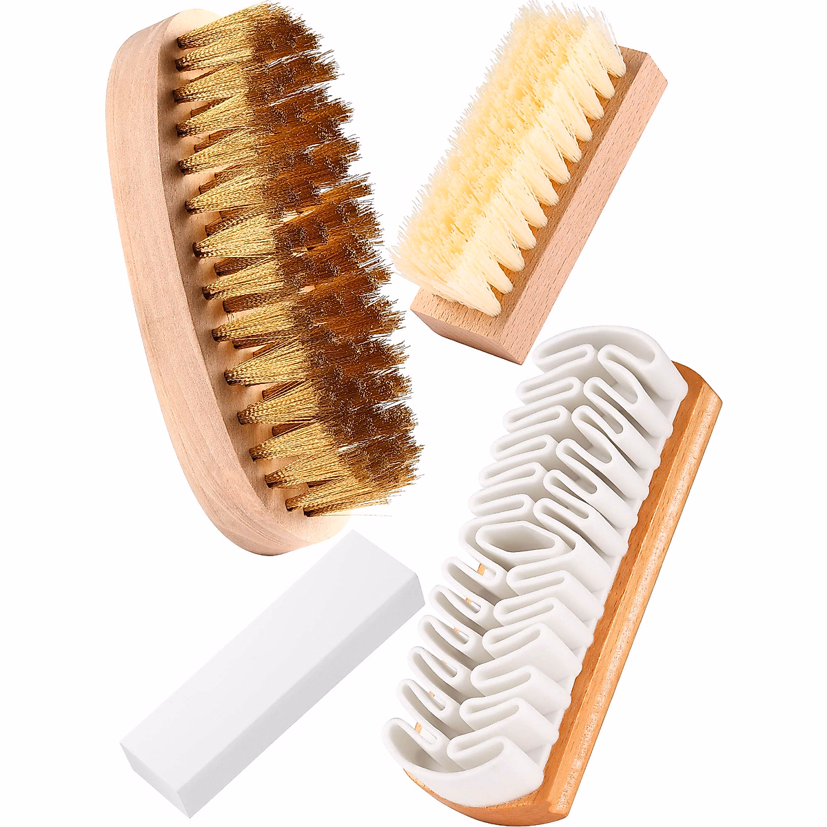 YoungJoy 4 Pcs Shoes Shine Dauber Suede Brush Nubuck Cleaner Crepe Applicators Suede Eraser Set(B)