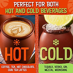 CANTAREY - 2oz Mini Clay Cups Tequila Shot Glasses, Cantaritos de Barro Mexicanos for Tequila, Margaritas, Mojitos and More, Natural Clay Shot Glasses for Taco Tuesdays, Set of 4