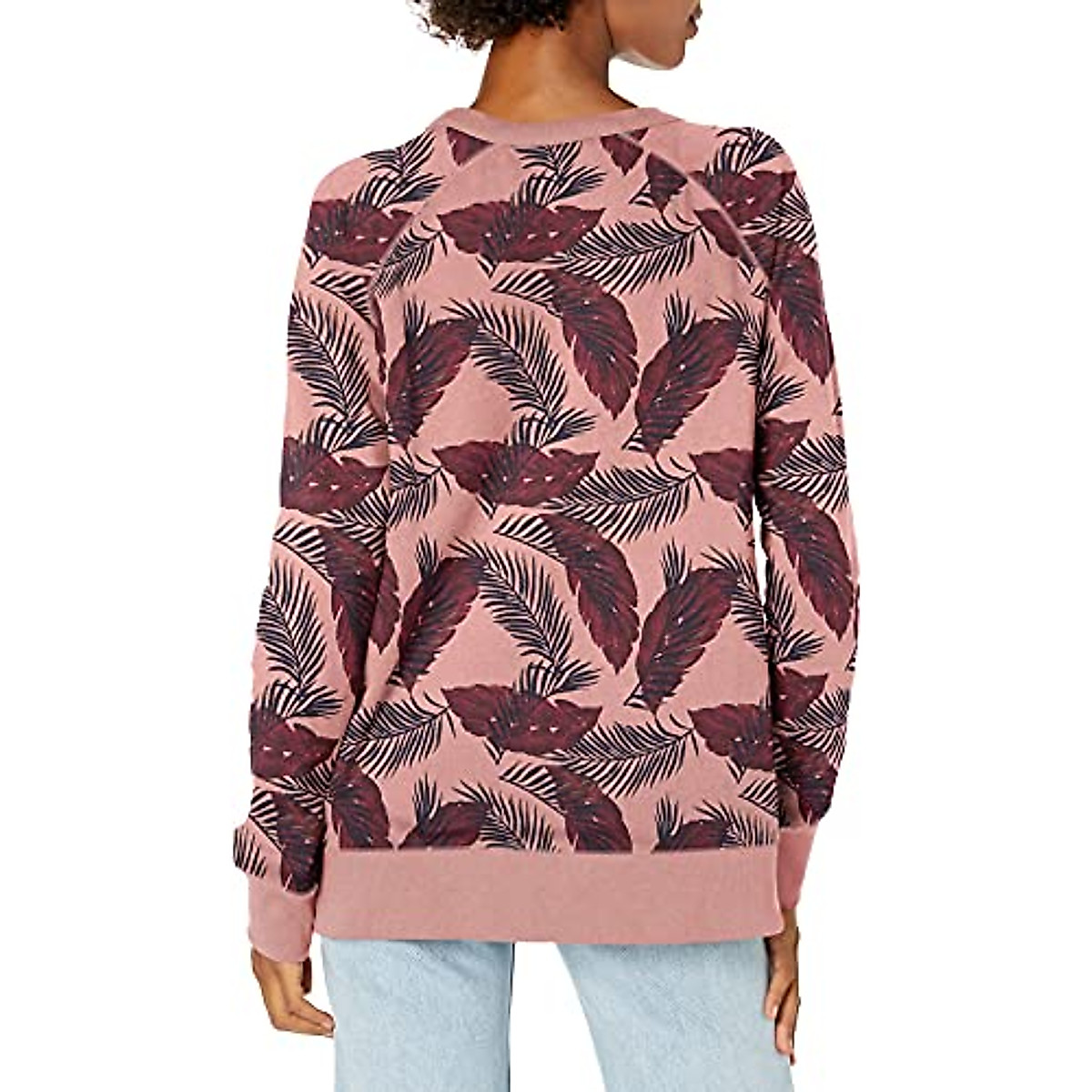 JAG Jeans Women's Kristen Side Snap Crew Pullover-Legacy, Misty Rose Print, L