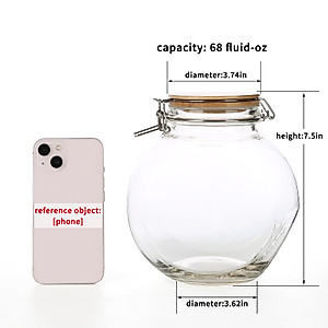 KKC HOME ACCENTS Glass Candy Jar,Cookies Jar with Airtight Lid,Vacuum Sealed Candy Jar with Lid for Candy Buffet,Cookie,Snack,68 Fluid oz,Seals Tightly