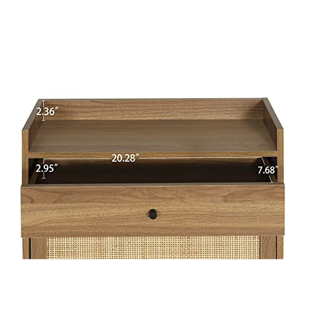 Pvillez Shoe Storage with Flip Drawers & Open Shelves,NaturalRattan Shoe Cabinets,Shoe Organizer RackWooden Shoe Organizer for Entryway/Bedroom/Living Room/Apartment,Free Standing