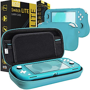 Orzly Carry Case and Comfort Grip in Turquoise for Switch Lite - Bundle