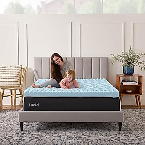 Lucid 3 Inch Mattress Topper Queen - Memory Foam Mattress Topper Queen - 5 Zone Gel Infusion - CertiPur Certified Foam