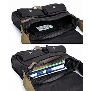 Gootium Canvas Messenger Bag - Vintage Crossbody Shoulder Bag Military Satchel, Charcoal