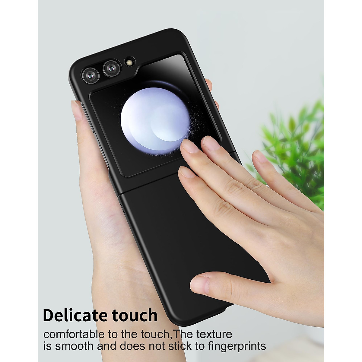 Foluu Slim Fit Case for Samsung Galaxy Z Flip 5, with Front Built-in Screen Protector, Ultra Thin Matte PC Protective Cover for Samsung Galaxy Z Flip5 5G 2023 (Black)