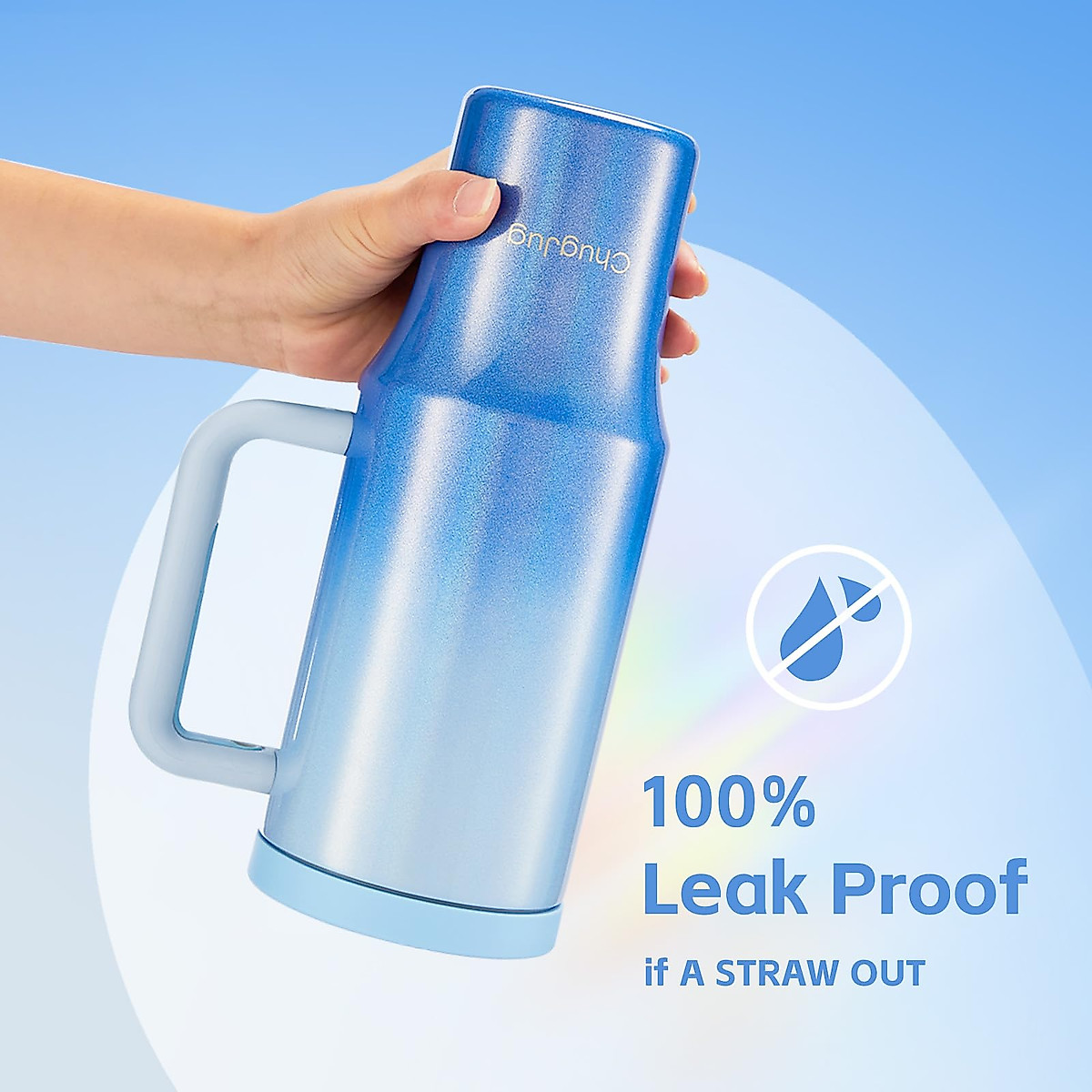 40 oz Tumbler with Handle and Straw Lid, Reusable Leak-Proof Insulated Tumblers, Stainless Steel Coffee Tumbler Cups, Travel Mug for Home Office, Keep Cold 34Hrs, Cup Holder Friendly(Ocean Breeze)