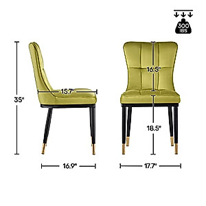 Bekrvio Dining Chairs Set of 4, Modern Velvet Kitchen Chairs with High Back, Upholstered Armless Side Chair Accent Chair with Black Metal Legs for Dining Room, Living Room, Vanity (Olive Green)