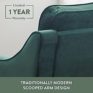 Edenbrook Jensen Upholstered Couch - Couches for Living Room – Green Velvet Couch - Living Room Furniture - Small Couch - Seats Three - Scoop Arm Modern Couch