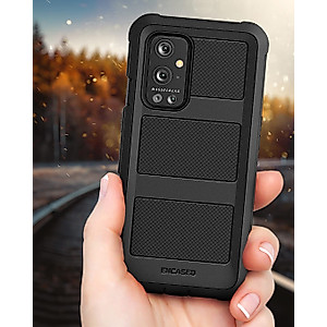 ENCASED Falcon Armor Designed for OnePlus 9 Case with Screen Protector, Protective Full Body Cover with Built-in Screen Guard (Black) (OnePlus 9 PRO)
