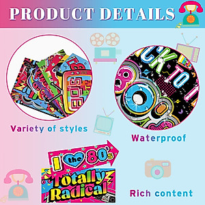 20 Pieces 80's Party Sign Back to 80s Theme Photo Booth Props Retro Party Decorations Birthday Party Favors Cute Cassette Tape 10 Styles 80s Cutouts for 1980s Neon Throwback Adults Birthday Supplies