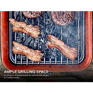 Everdure Cube Portable Charcoal Grill, Tabletop BBQ, Perfect Tailgate, Beach, Patio, or Camping Grill, Lightweight & Compact Small Grill with Preparation Board & Food Storage Tray, Khaki