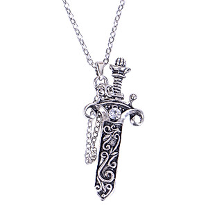Alilang Antique Fantasy Medieval Renaissance Removable Scabbard Rune Sword Dagger Pendant Necklace