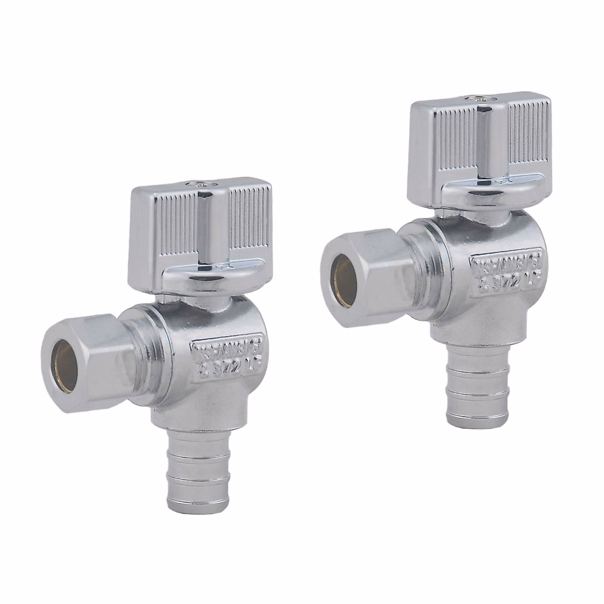 LD Valve- 1/4 Turn Angle Stop Valve 3/8-in Compression x 1/2-in Pex, Quarter Turn LF Brass Chrome Plated OD to Pex Angle Shut Off Valve for Faucet or Toilet Installation (2-Pack)