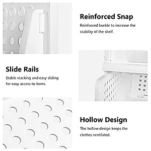 8 Pcs Stackable Storage Drawers Closet Organizers and Storage Foldable Closet Organizers Plastic Folding Box Shelves Collapsible Bin Baskets Container for Wardrobe Bathroom (White)