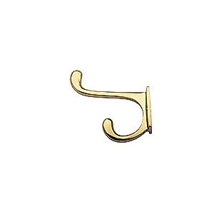 Solid Brass Retro Coat and Hat Hook Rectangle Base with Matching Brass Screws Finished in Polished Brass Heritage Multi Purpose Hook