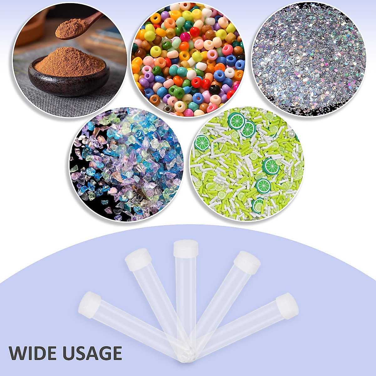 Beadthoven 20Pcs Clear Plastic Tube Bead Containers 76x13.5mm Transparent Storage Container Set Small Bead Organizers with Lids for Jewelry Beads Needle Liquid Dried Flower Storage Tiny Accessories