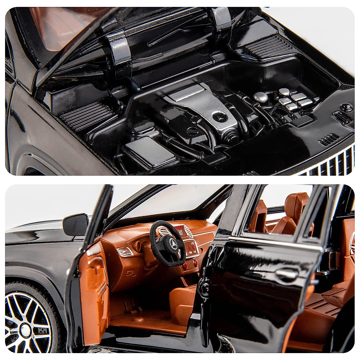 WAKAKAC Diecast Car Model Benz GLS63 AMG 1/24 Alloy Collectible Pull Back Toy Car with Light and Sound Toy Vehicle for Adult Boys Gift(Black)