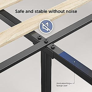 BONSOIR Queen Size Beige Color Modern Low Profile Upholstered Bed Frame with Tufted Headboard