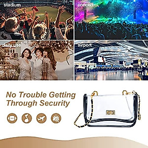Clear Purse for Women, Clear Bag Stadium Approved, Stylish & Secure Clear Crossbody Bag, Clear Shoulder Handbag, Transparent Clutch Satchel